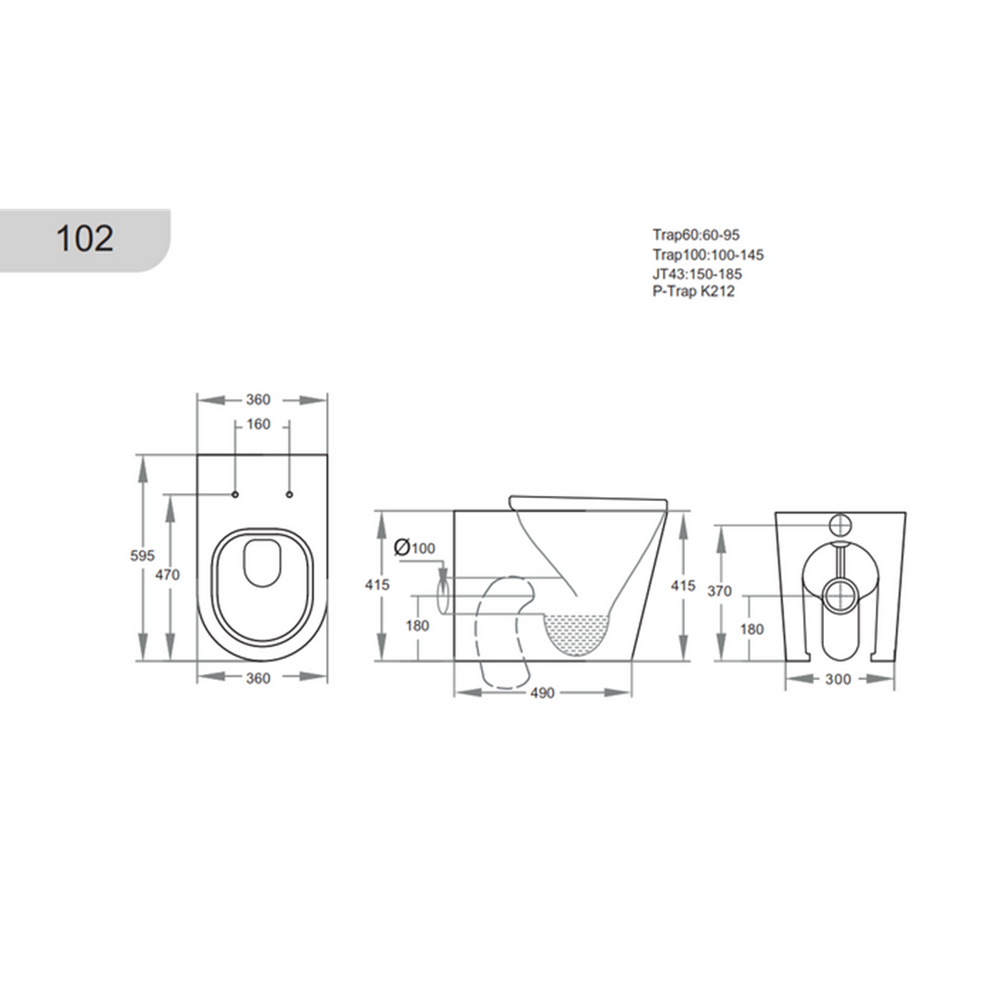 Poseidon Avery Gloss Black Ceramic Wall Faced Floor Pan - Box Rim Flush ...
