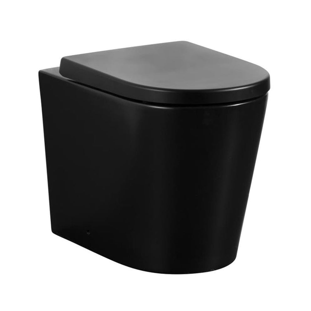 Poseidon Avery Gloss Black Ceramic Wall Faced Floor Pan - Box Rim Flush ...