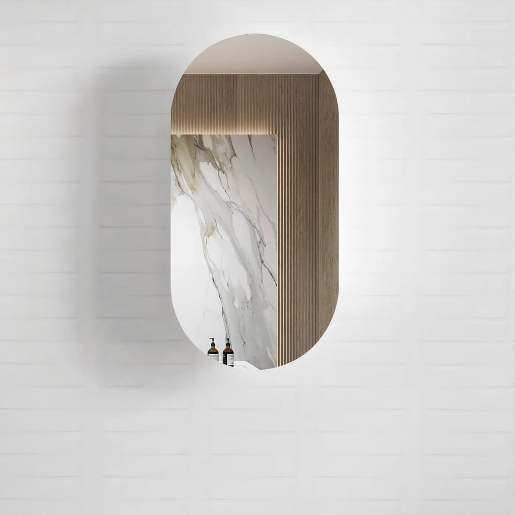 Natural Oak Polyurethane/Plywood Otti Noosa Oval Wall Mounted Bathroom ...