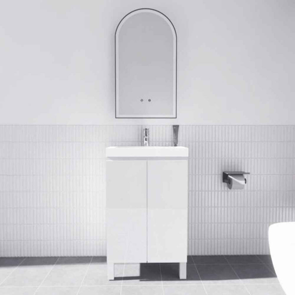 500*350*850mm ABS Gloss White MDF Freestanding Mini Narrow Vanity With ...