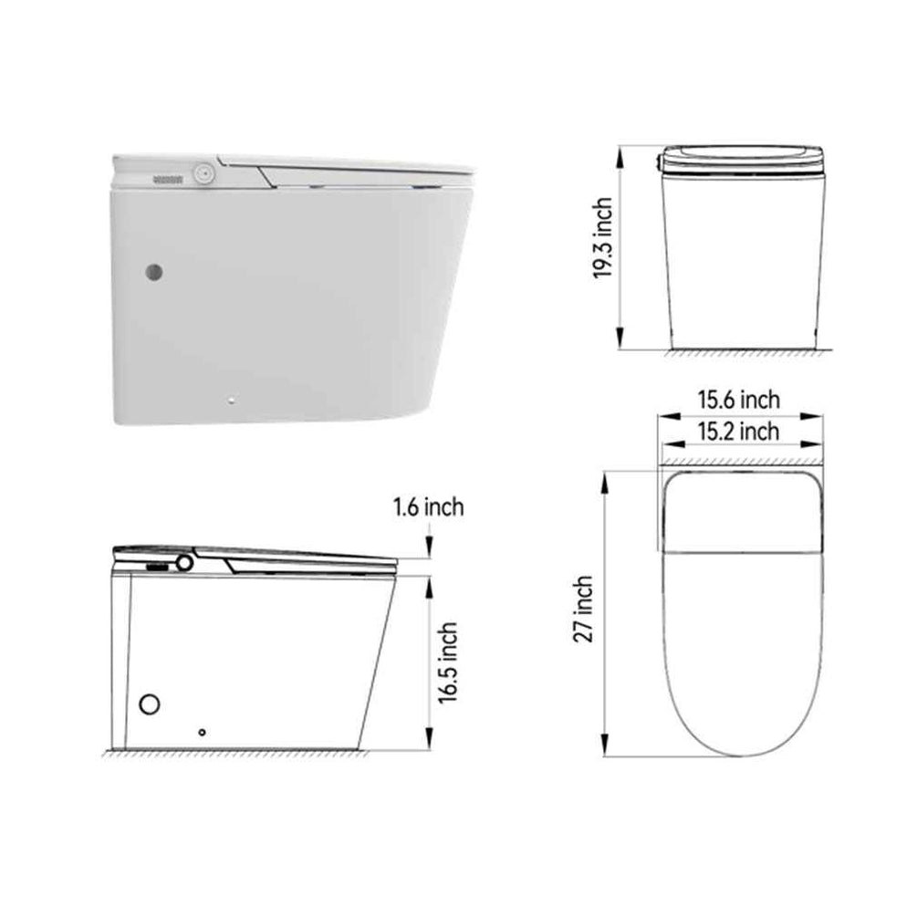 396*686*490mm Sunny Round Cistern-Integrated NightLight Antibacterial