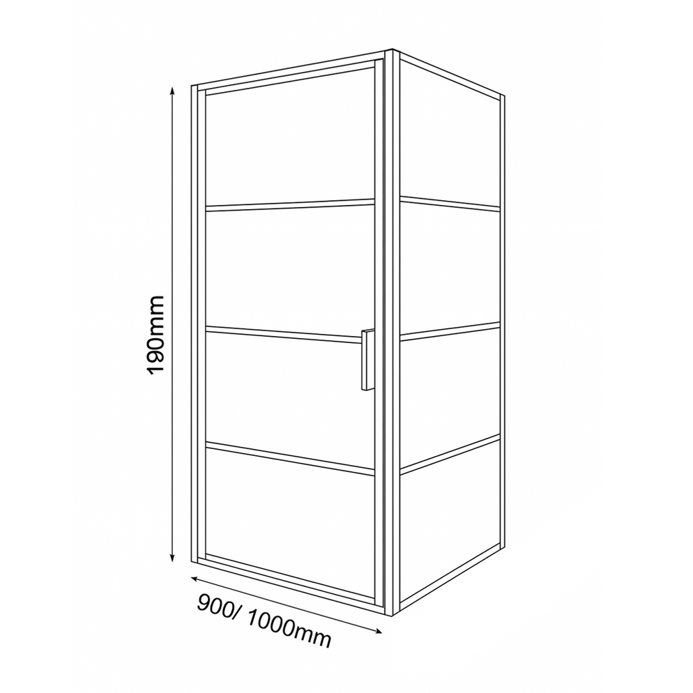 Black Framed Glass Pivot Door L Shape Shower Screen - 1900mm Height ...