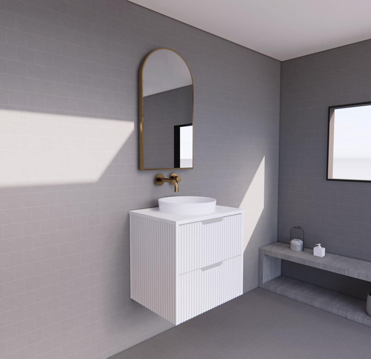600-1800*450*550mm ABS Bali Matt White PVC Fluted Wall Hung Vanity | HD ...