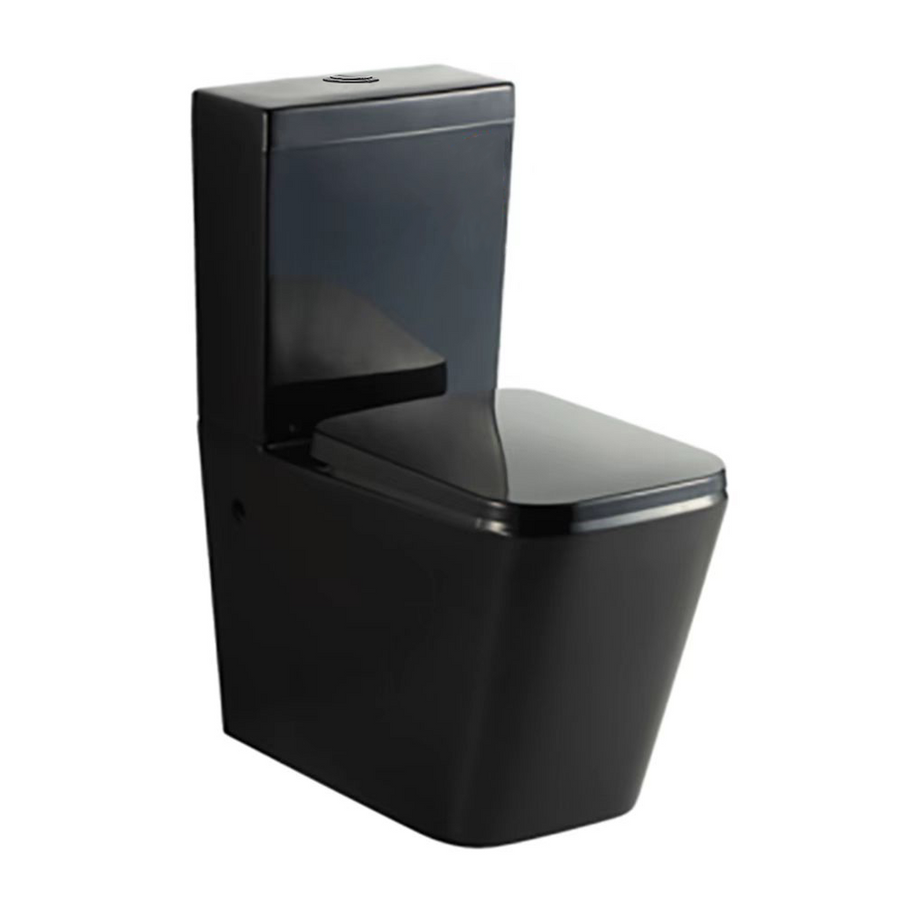 Poseidon Qubist Gloss Black Ceramic Back To Wall Toilet - Box Rim Flush ...