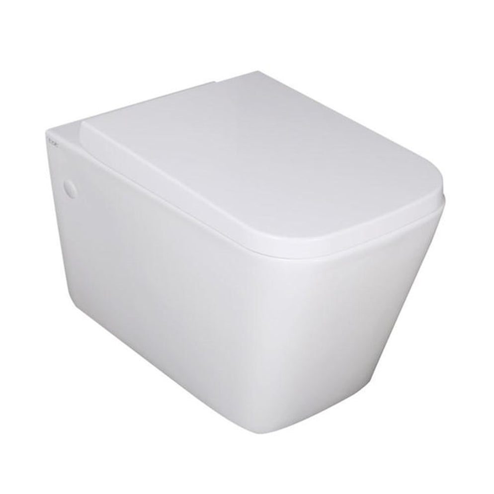 Poseidon Qubist Gloss White Ceramic Wall Hung Pan - Box Rim Flush | HD Reno