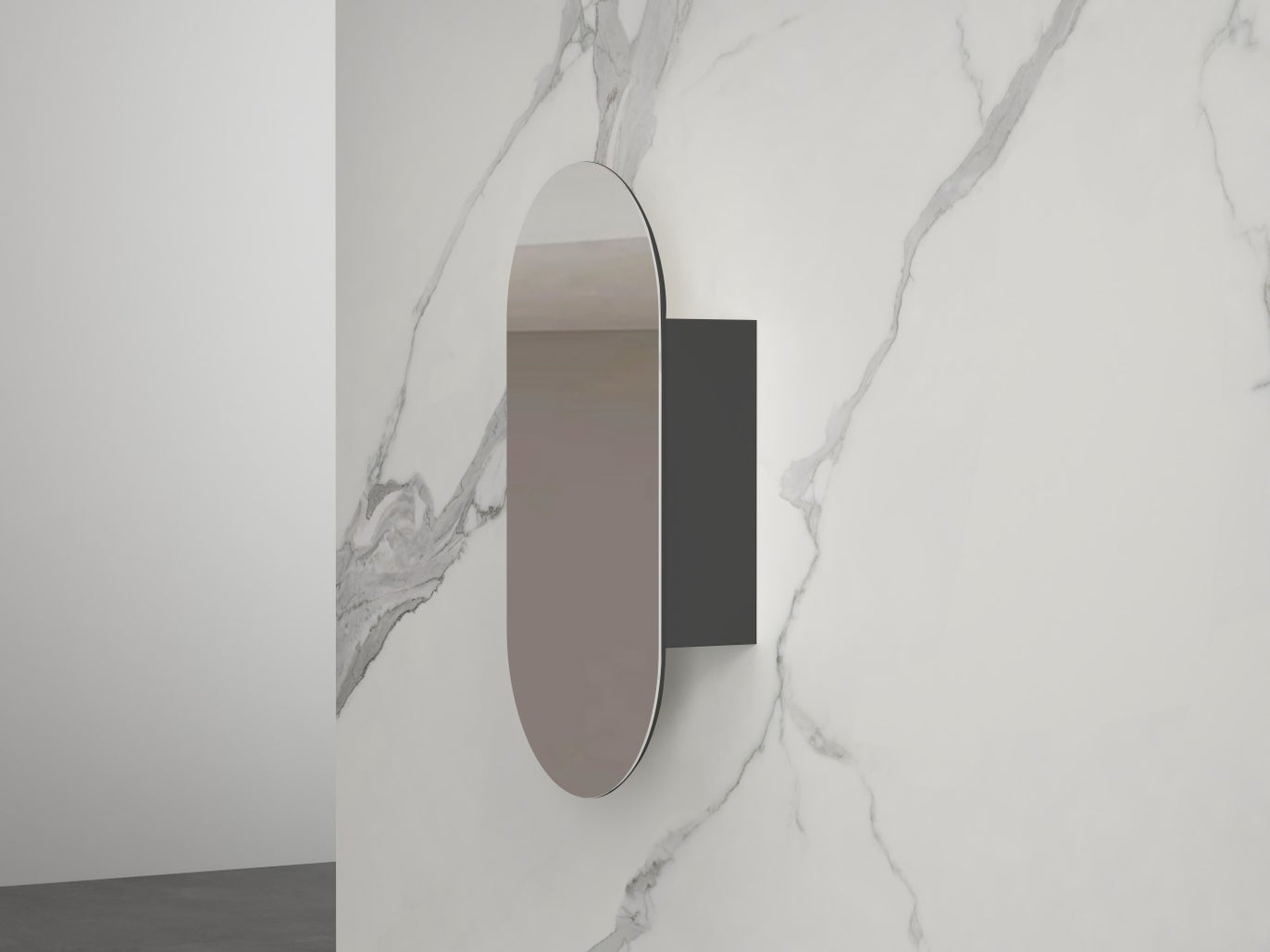 Matt Black Plywood Infinity METRO Oval Wall Mounted Bathroom Shaving ...