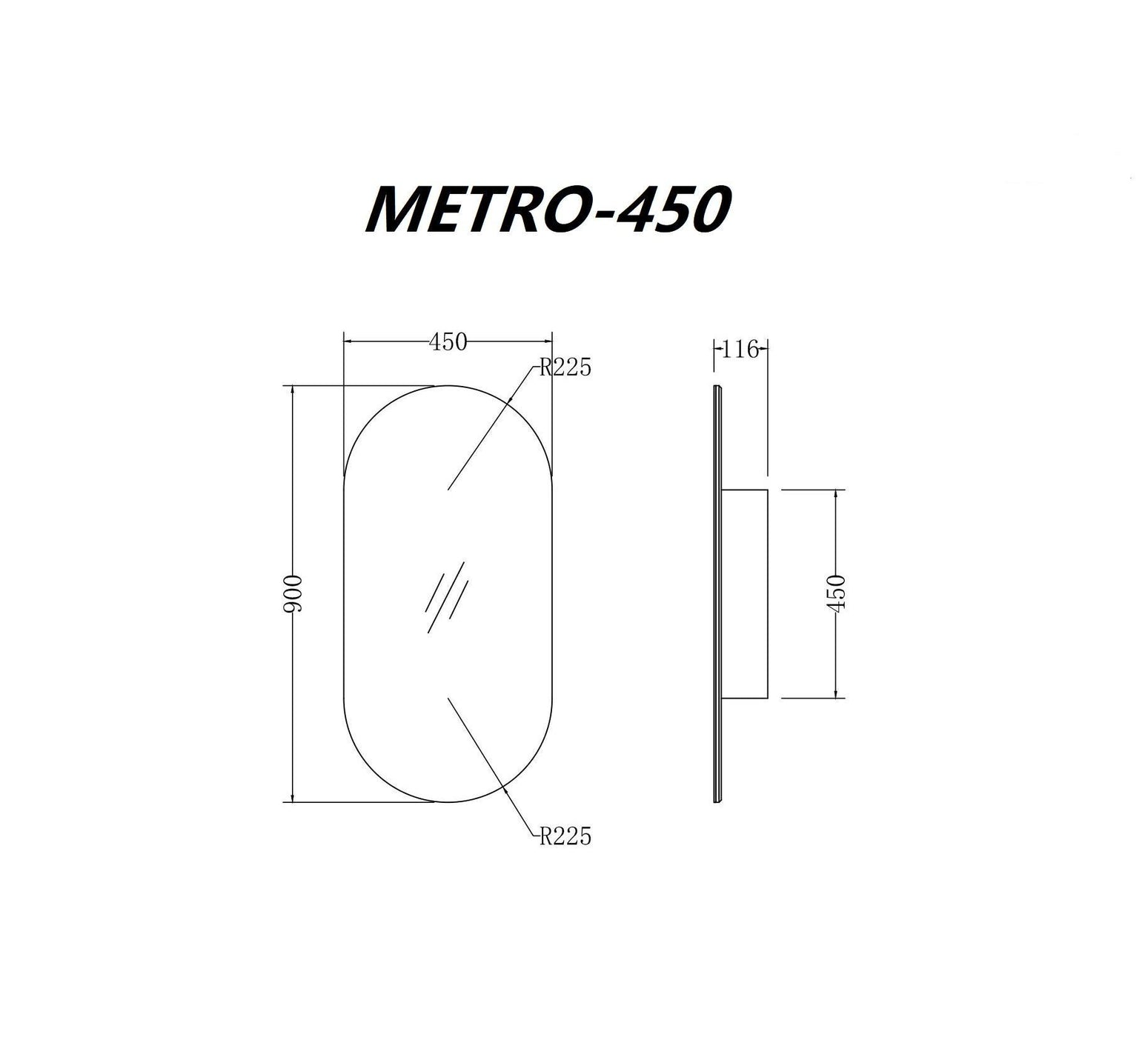 Matt White Plywood Infinity METRO Oval Wall Mounted Bathroom Shaving ...
